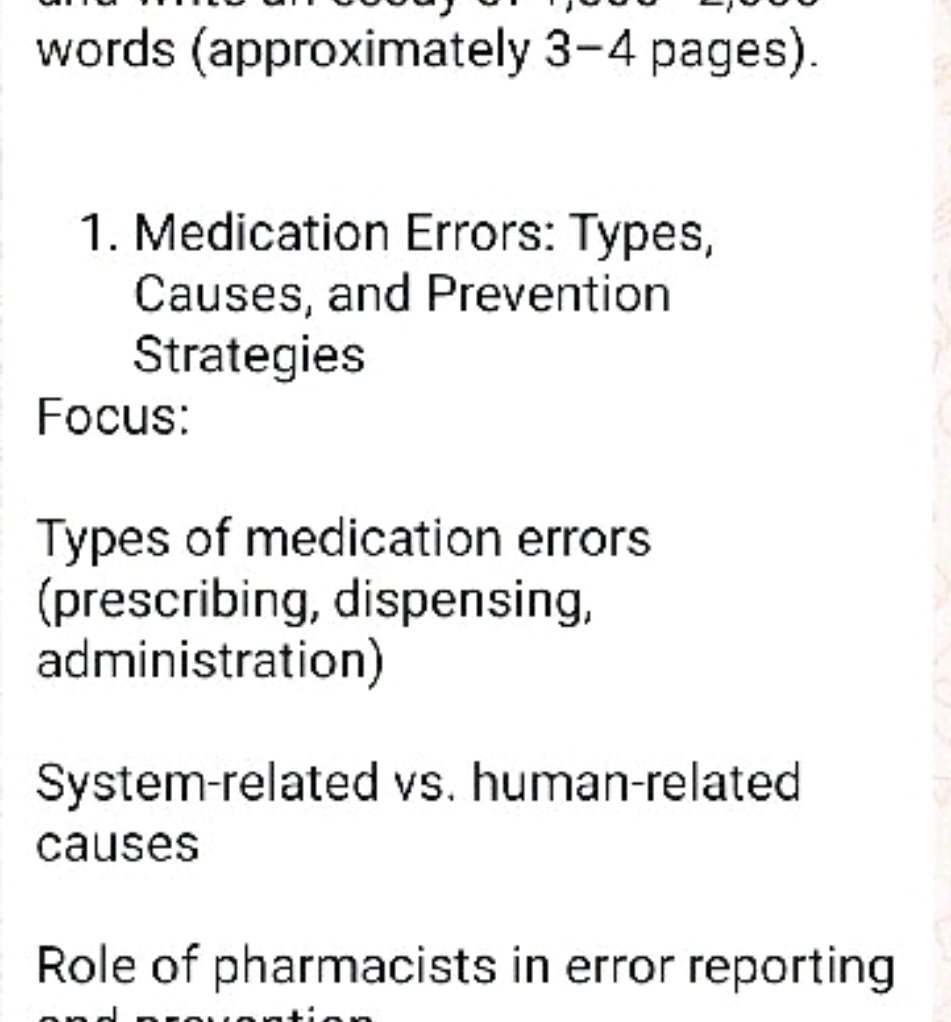 Medication Errors: Types, Causes, and Prevention Strategies Focus: Type..