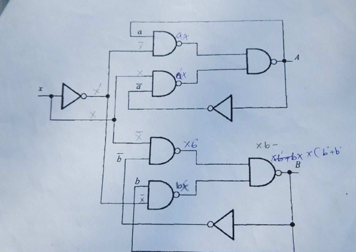 The image shows a digital logic circuit. Analyze the circuit to determine..