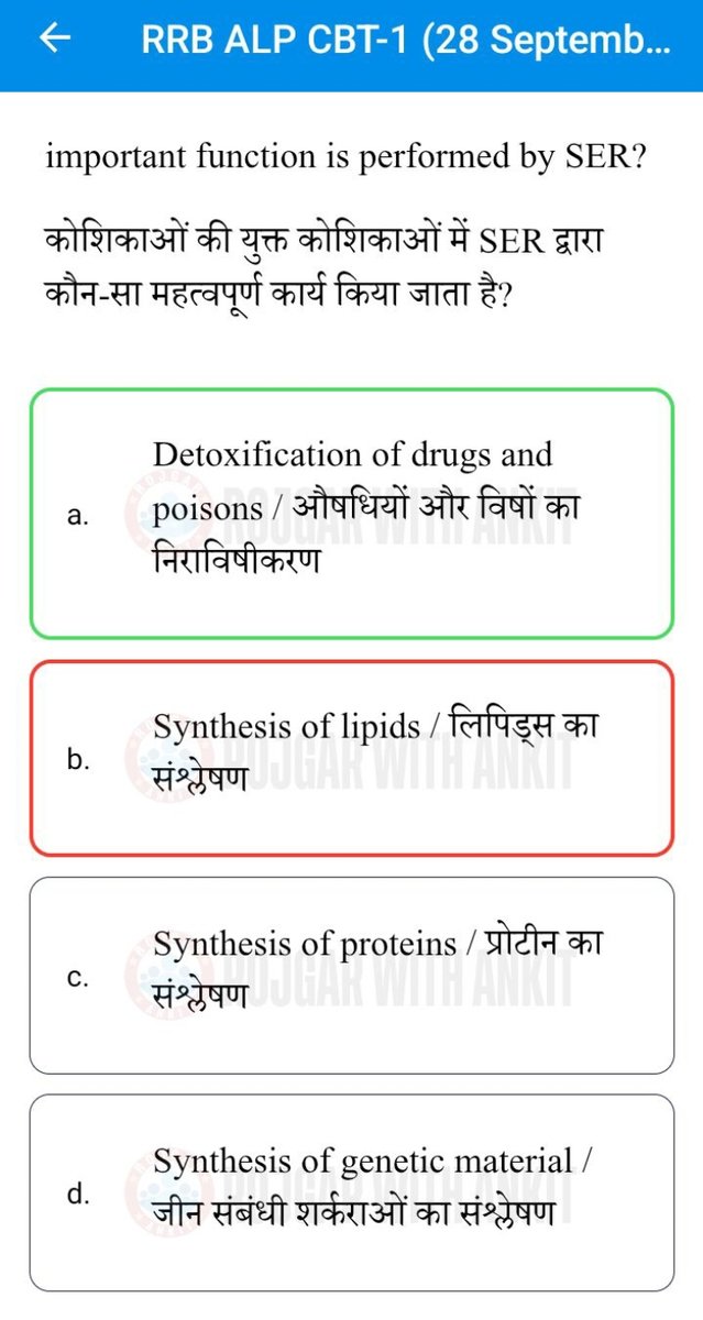 What important function is performed by SER? a. Detoxification of drugs