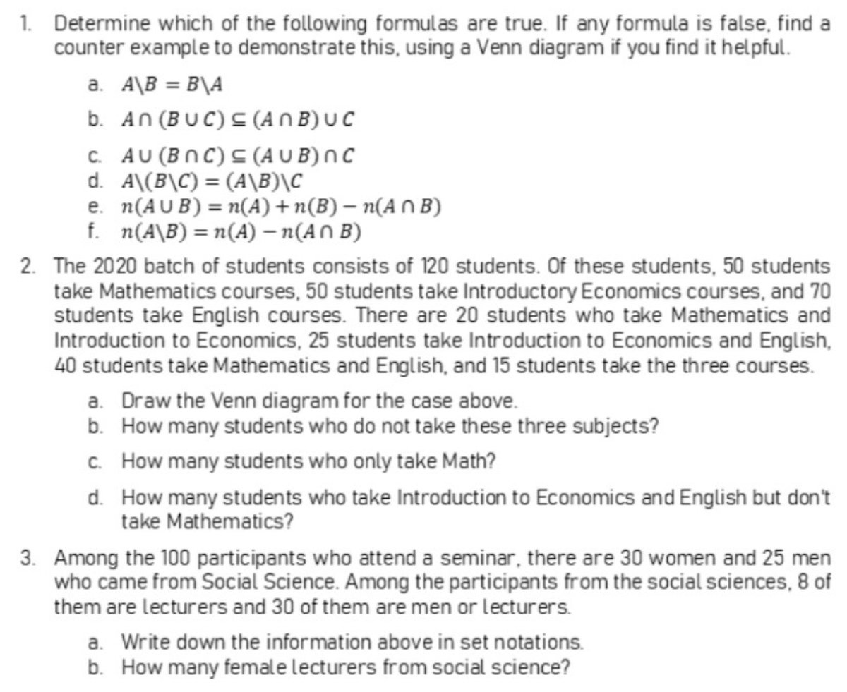 Determine which of the following formulas are true. If any formula is fal..