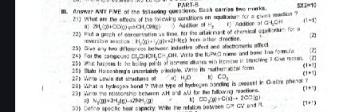 Answer ANY FIVE of the following questions. Each carries two marks. 21)