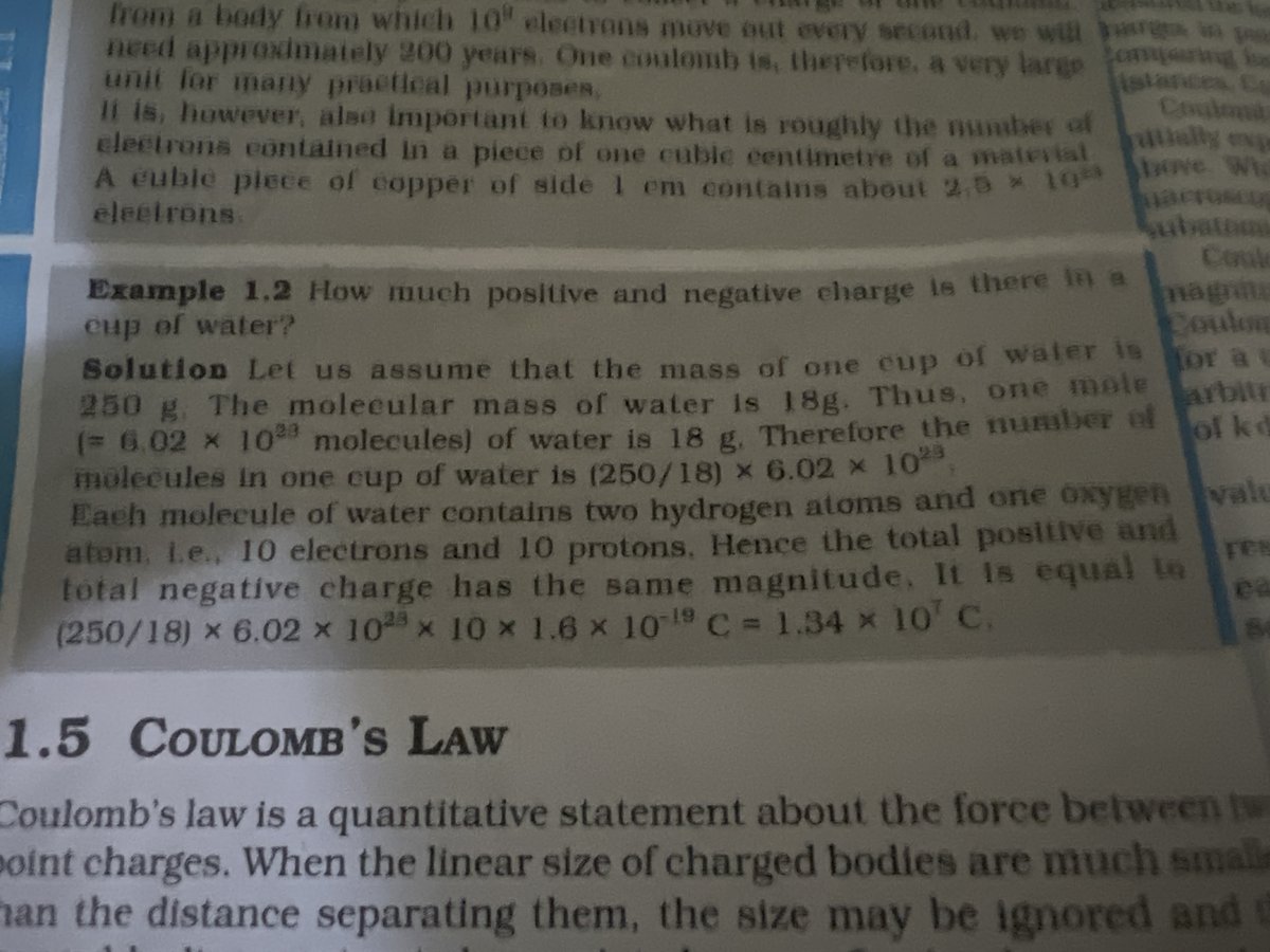 How much positive and negative charge is there in a cup of water? Soluti..