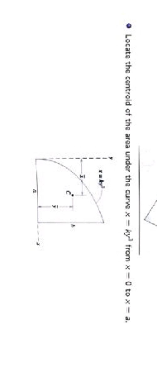 Locate the centroid of the area under the curve x = ky^3 from x = 0 to x