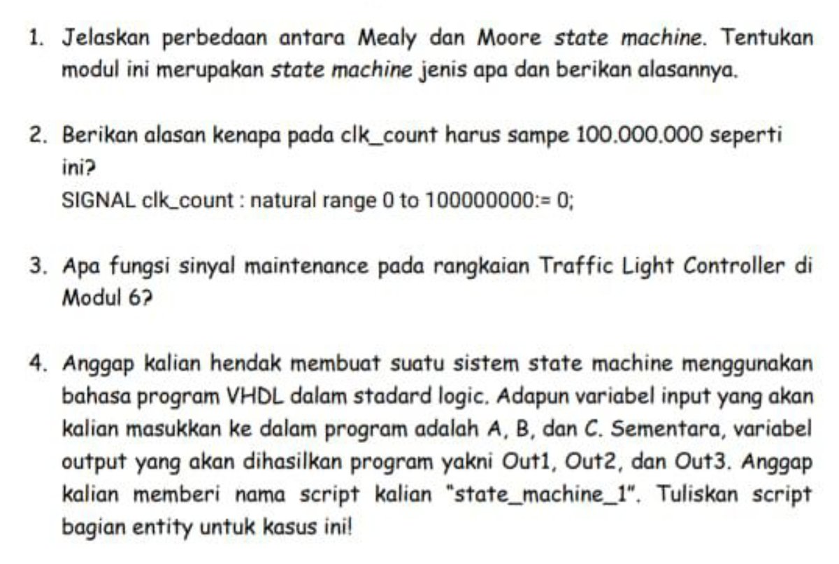 Jelaskan perbedaan antara Mealy dan Moore state machine. Tentukan modul i..