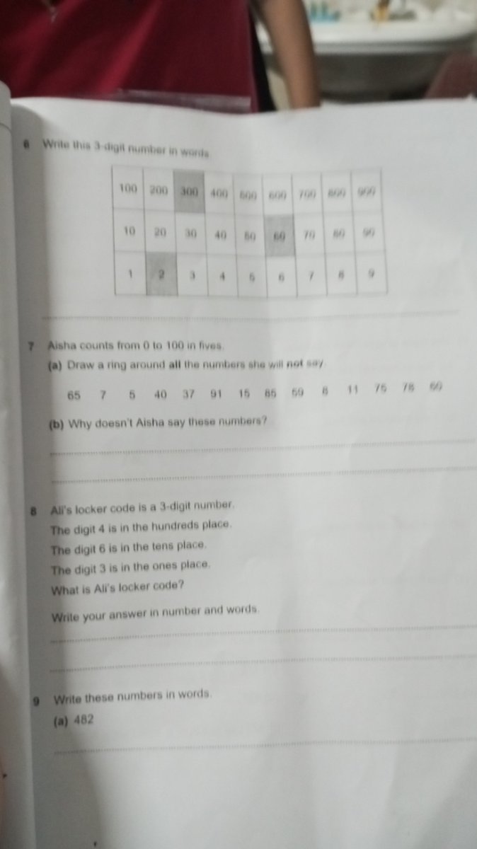 Write this 3-digit number in words. | 100 | 200 | 300 | 400 | 500 | 600