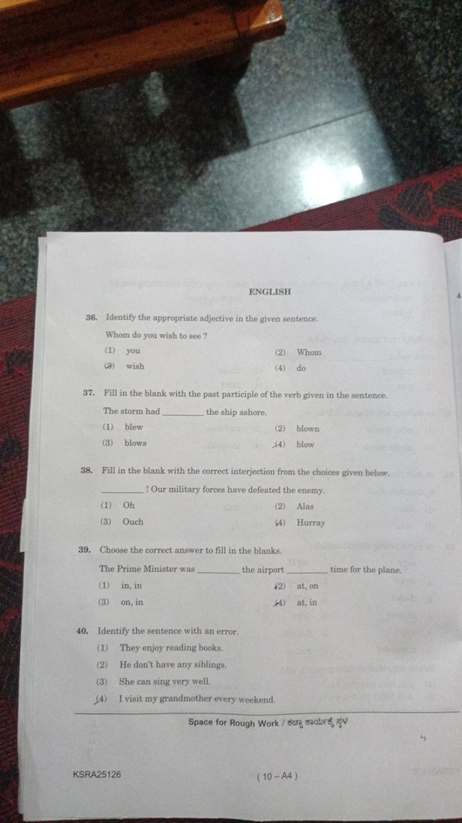 ENGLISH Identify the appropriate adjective in the given sentence. Whom d..