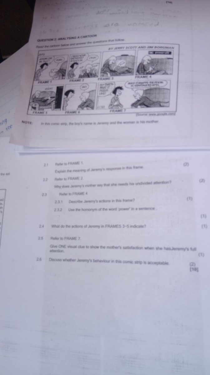 QUESTION 2: ANALYSING A CARTOON Read the cartoon below and answer the que..