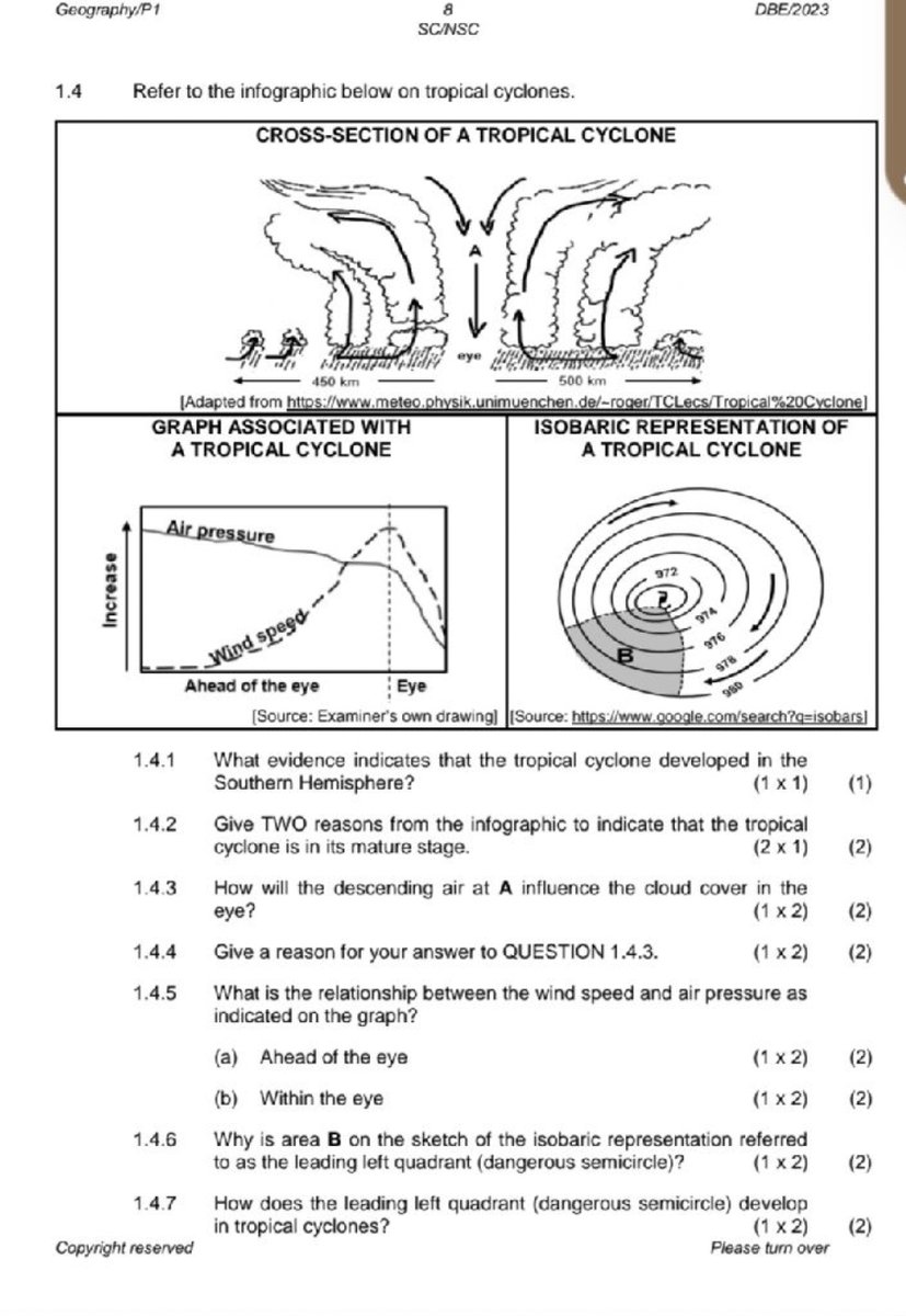 Refer to the infographic below on tropical cyclones. CROSS-SECTION OF A