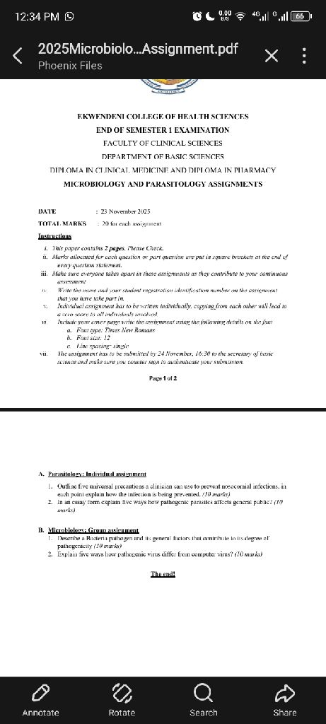 Here are the questions from the "Microbiology and Parasitology Assignment..