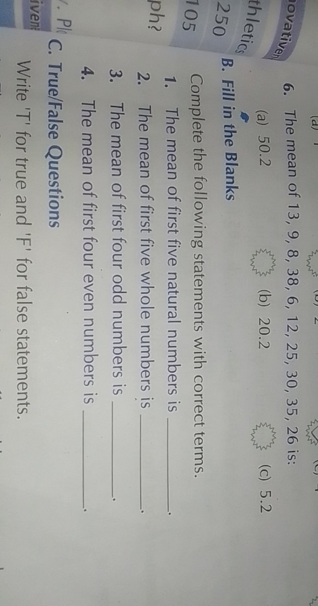 B. Fill in the Blanks Complete the following statements with correct term..