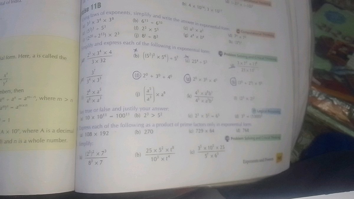 Here's the question image: Exercise 11B Using laws of exponents, simpli..