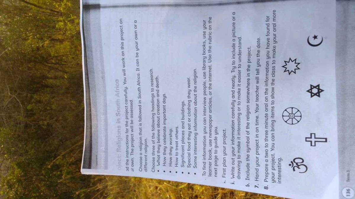 Formal Assessment: Religions in South Africa Read the instructions for t..
