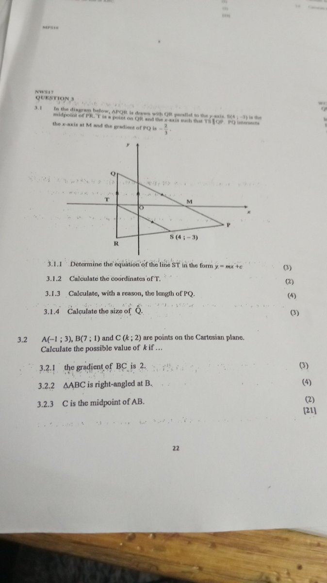 QUESTION 3 3.1 In the diagram below, APQR is drawn with QR parallel to t..