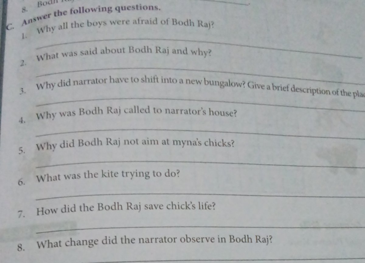 Answer the following questions. Why all the boys were afraid of Bodh Raj?..