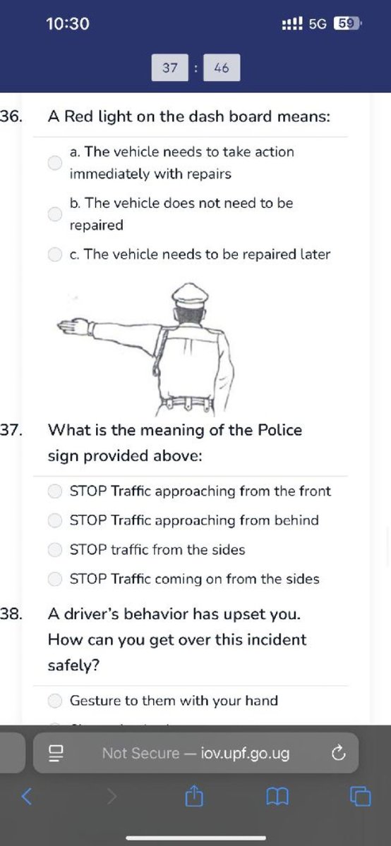A Red light on the dash board means: a. The vehicle needs to take action