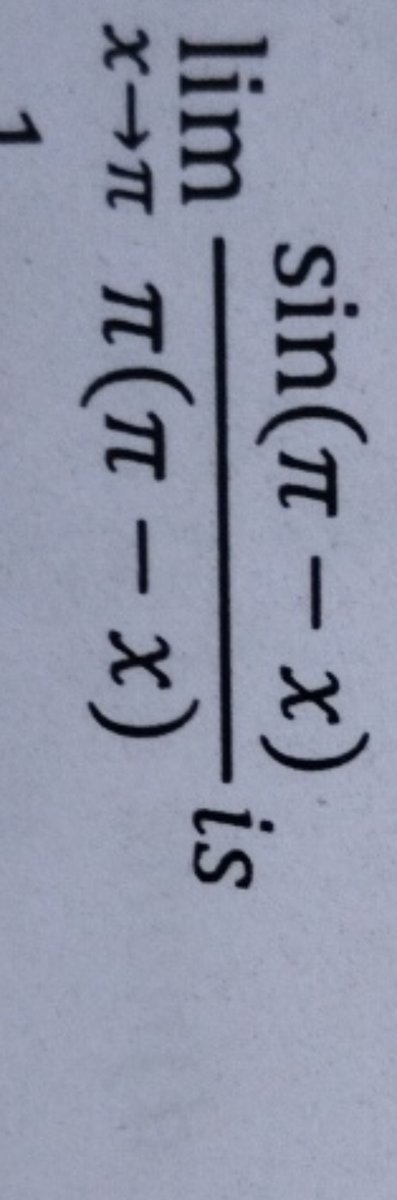 Find the limit: \lim_{x \to \pi} \frac{\sin(\pi - x)}{\pi(\pi - x)}..
