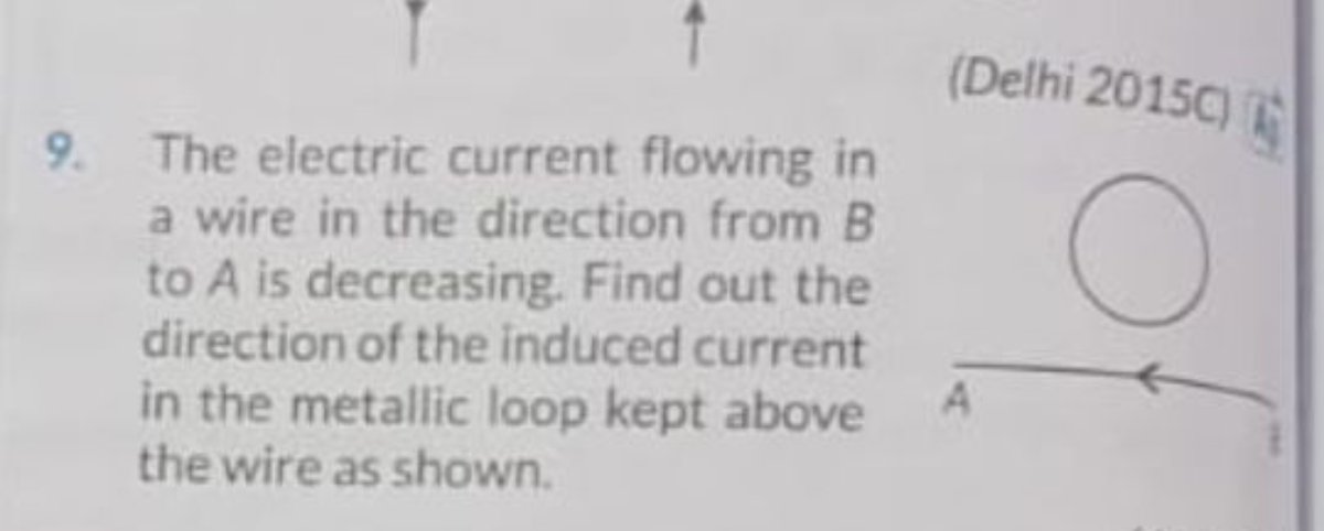 The electric current flowing in a wire in the direction from B to A is de..