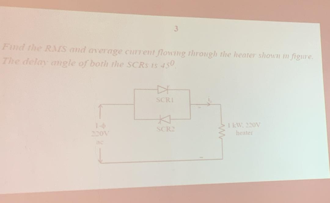 Find the RMS and average current flowing through the heater shown in figu..