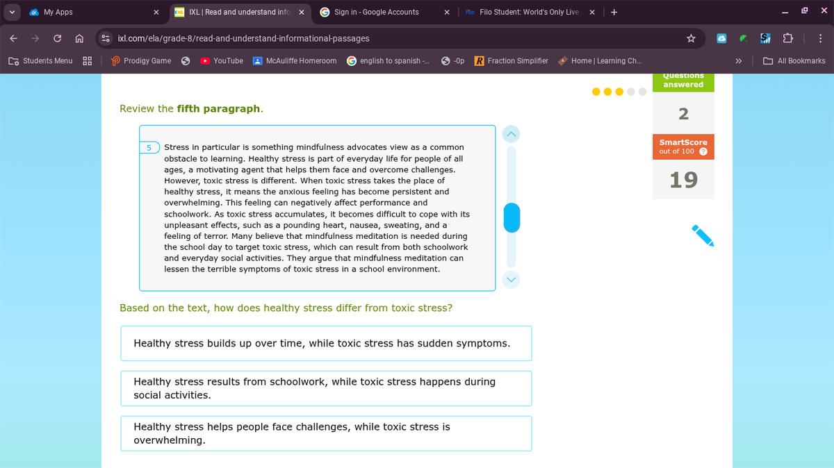 Review the fifth paragraph. Stress in particular is something mindfulnes..