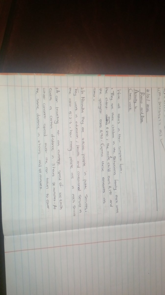Activity 6 Class work Write all ratios in their simplest form. There ar..