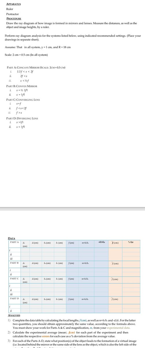 APPARATUS Ruler Protractor PROCEDURE Draw the ray diagram of how image i..