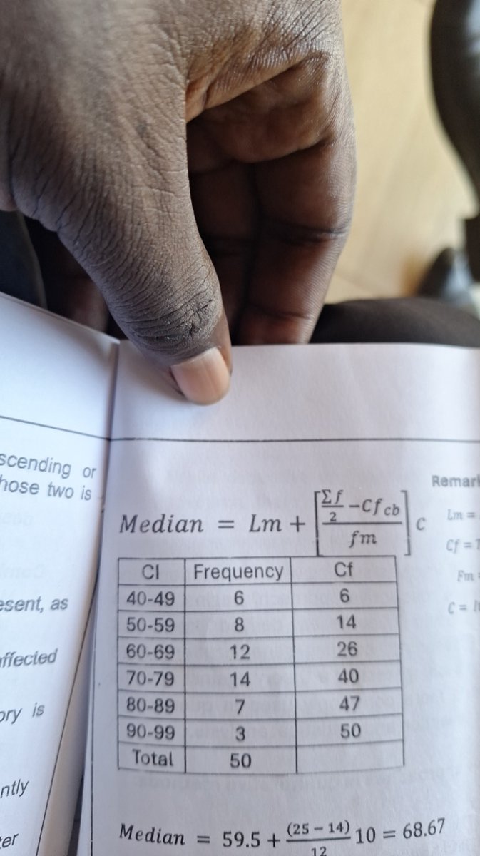Given the formula for the median of grouped data: Median = L_m + \left[\..