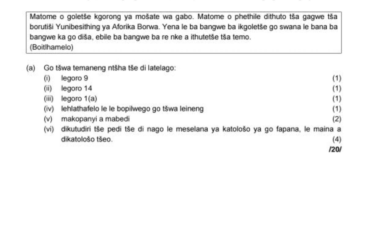 Matome o goletše kgorong ya mošate wa gabo. Matome o phetile dithuto tša