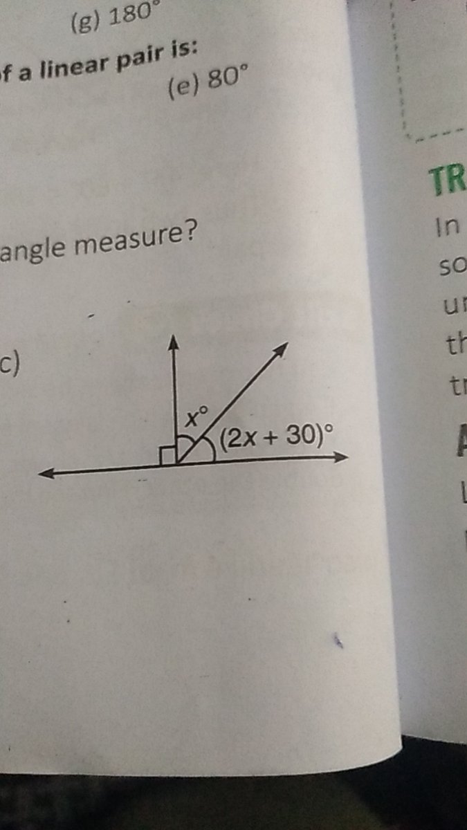 What is the angle measure? (The image shows a straight line with a ray p..