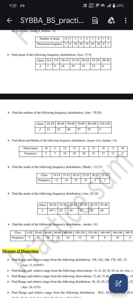 Find Range and relative range from the following distribution. 158, 162,