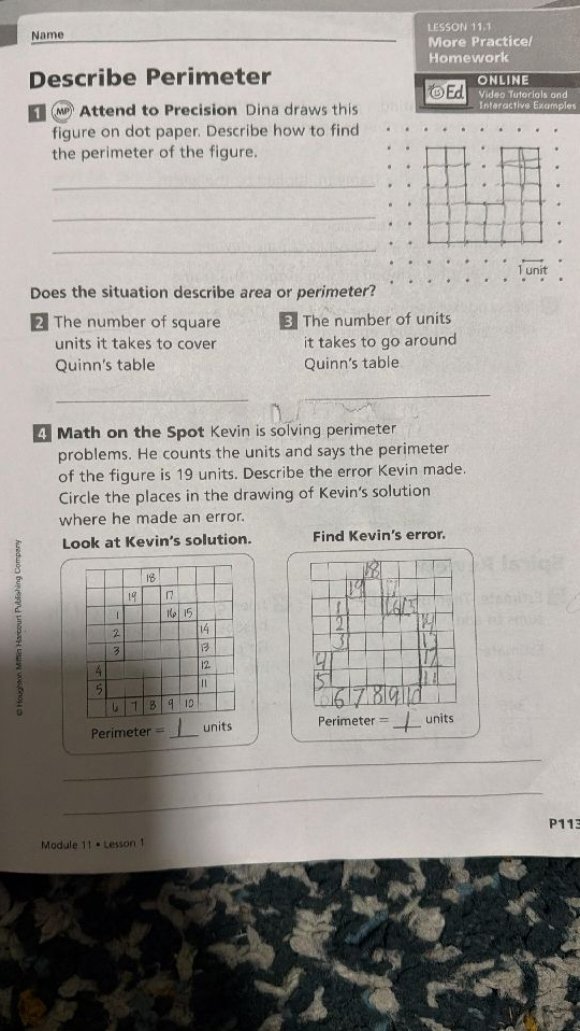 Describe Perimeter 1. Attend to Precision Dina draws this figure on dot