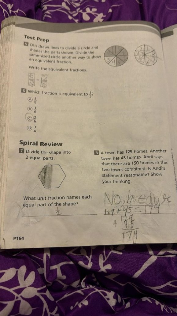 Here are the questions: Test Prep Otis draws lines to divide a circle a..
