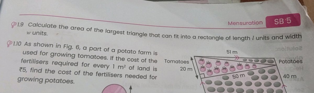 1.9 Calculate the area of the largest triangle that can fit into a rectan..