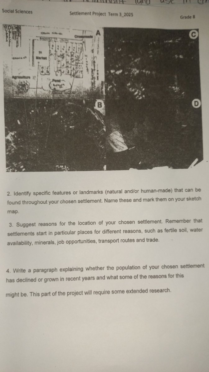 Settlement Project Term 3, 2025 Grade 8 Image Description: The image di..