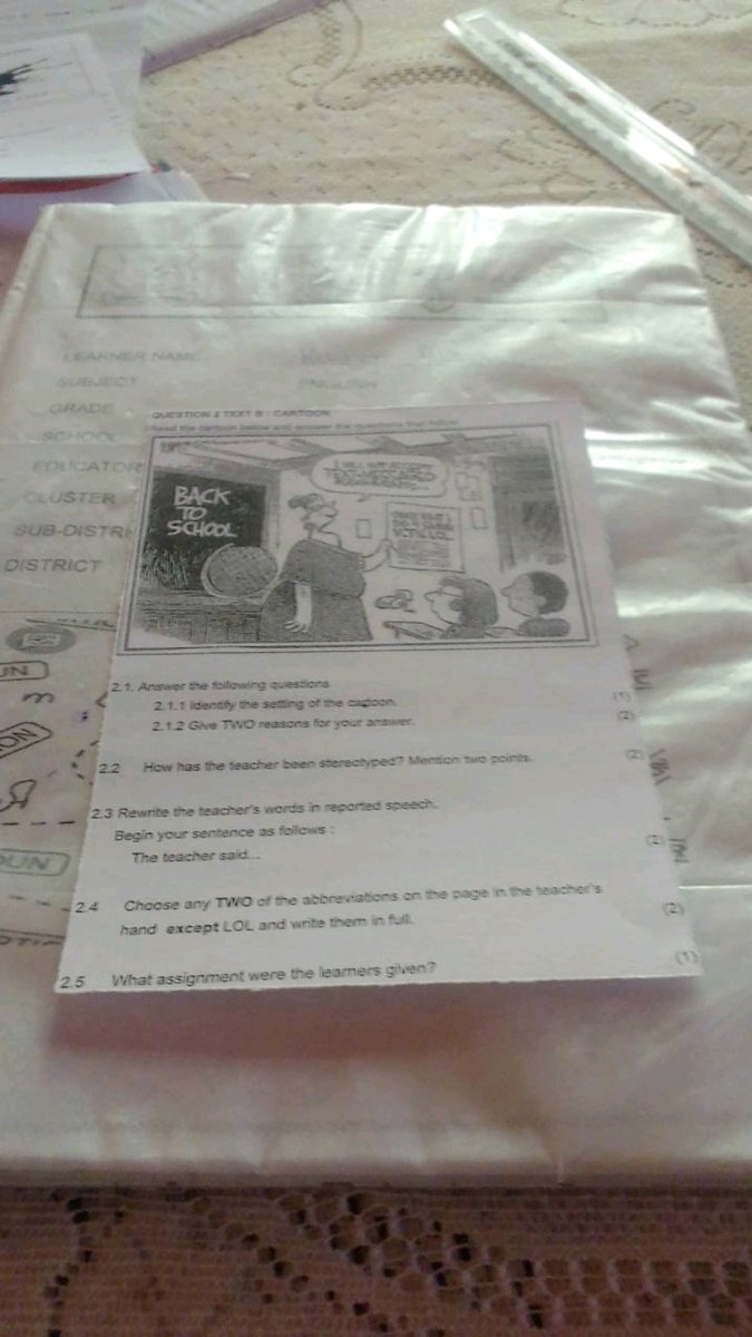 QUESTION 2 TEXT B : CARTOON Read the cartoon below and answer the questio..
