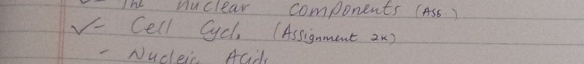 nuclear components (ASS) Cell Cycle (Assignment 2K) Nucleic Acids | Filo