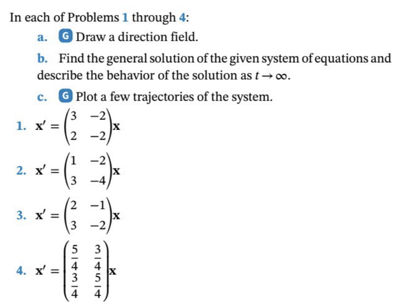 In each of Problems 1 through 4: a. Draw a direction field. b. Find the g..
