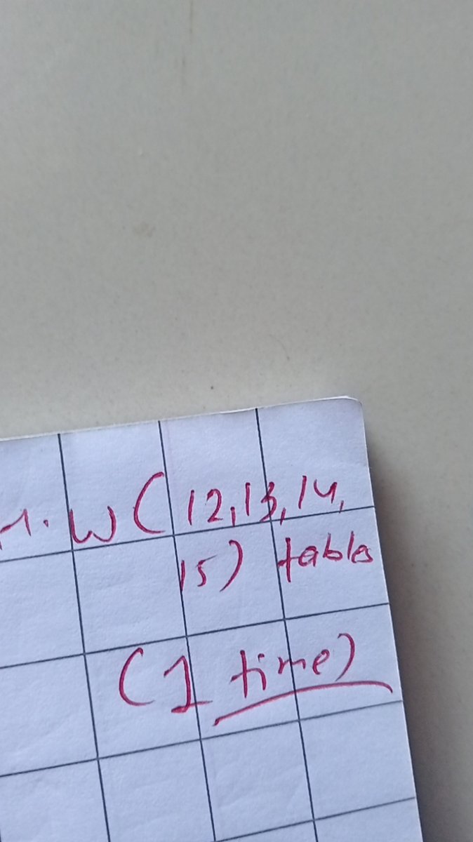 H.W (12, 13, 14, 15) table (1 time) | Filo