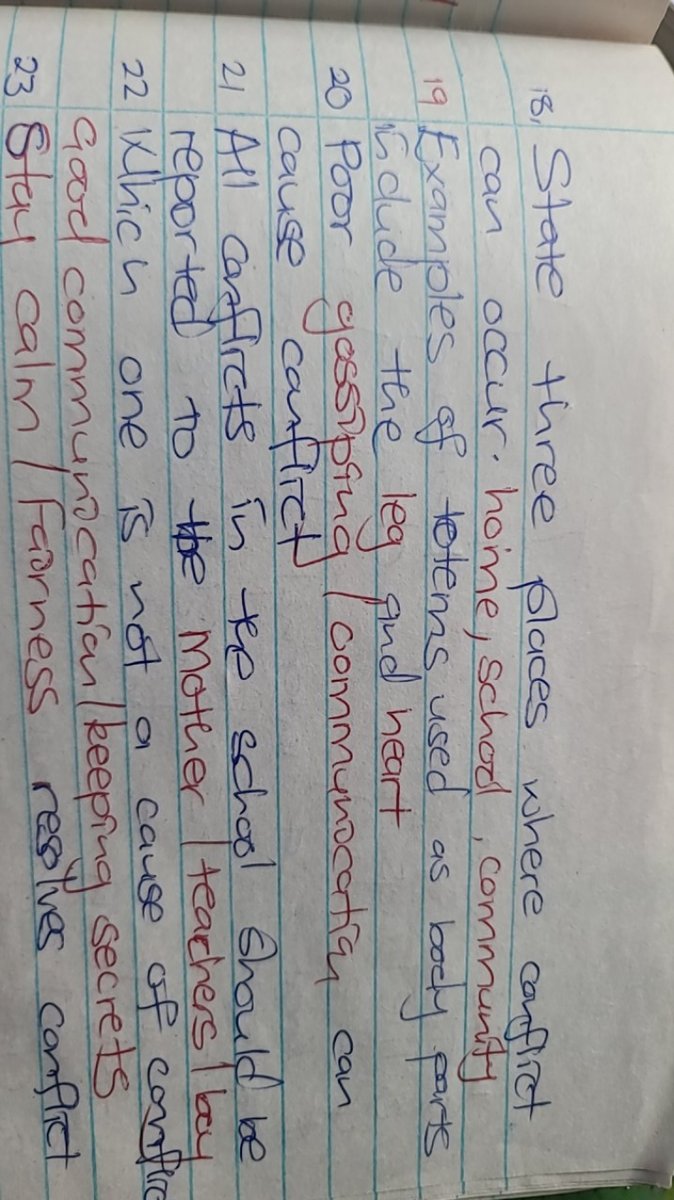 State three places where conflict can occur. Examples of totems used as b..