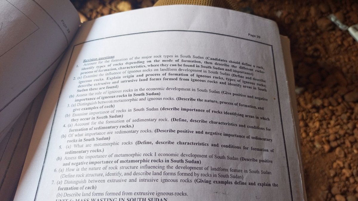 Revision questions Account for the formation of the major rock types in