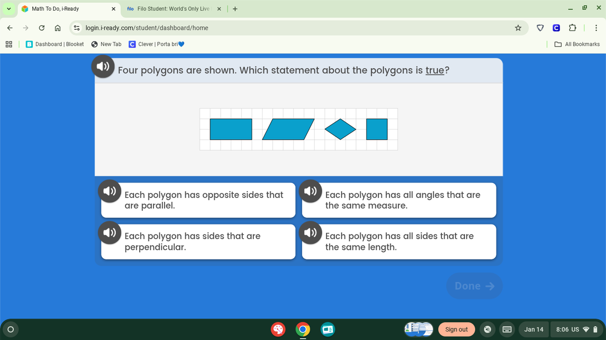 Four polygons are shown. Which statement about the polygons is true? [Im..