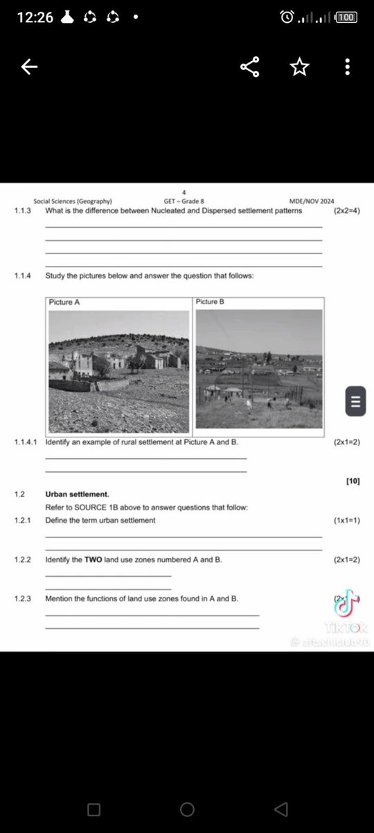 Social Sciences (Geography) GET - Grade 8 MDE/NOV 2024 1.1.3 What is the..