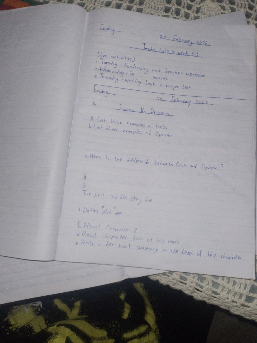 Here are some tasks for Friday, 20 February 2026: A. Facts Vs Opinions a..