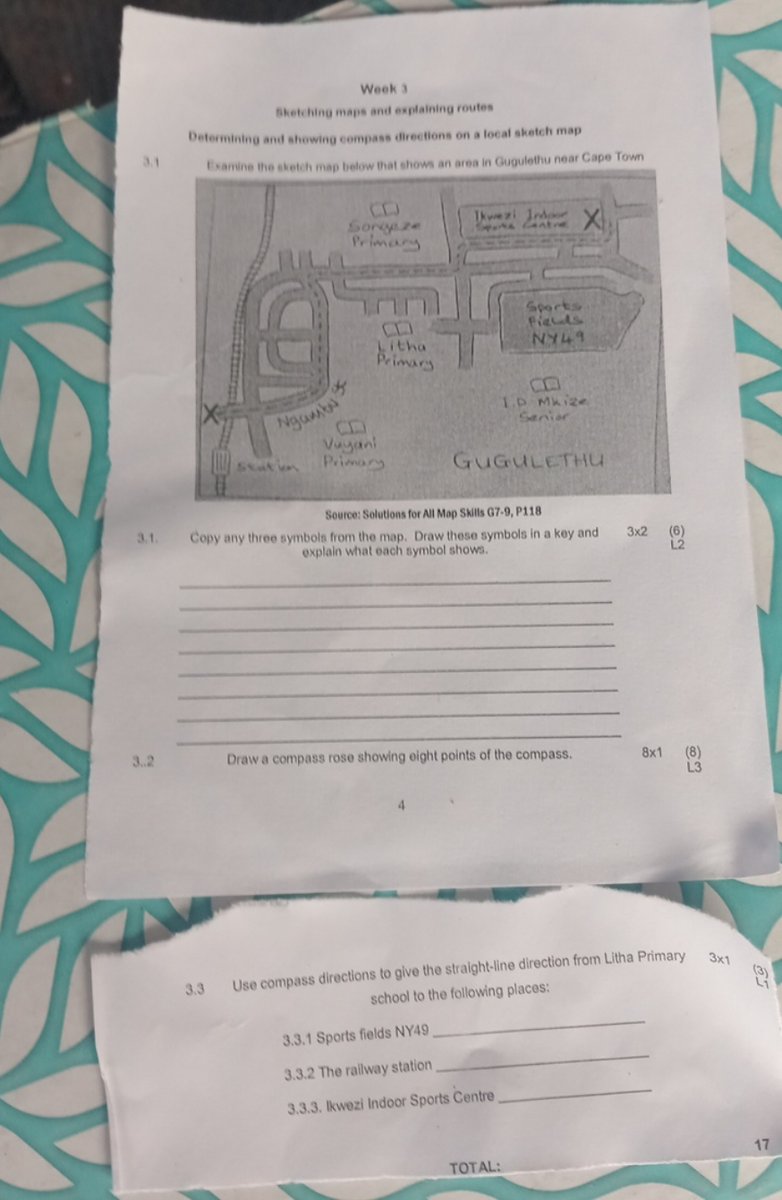 Week 3 Sketching maps and explaining routes Determining and showing compa..