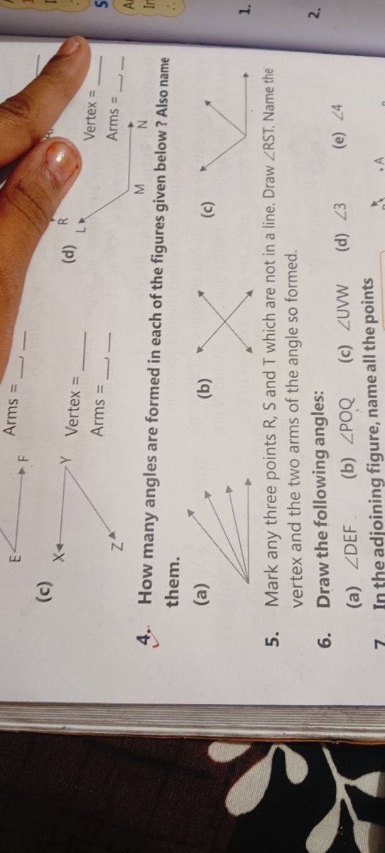How many angles are formed in each of the figures given below? Also name
