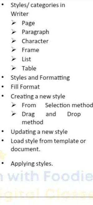 Styles/categories in Writer Page Paragraph Character Frame List Table Sty..