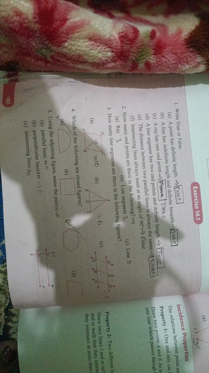 Here are the questions from Exercise 14.1: 1. Write True or False. (a) A..