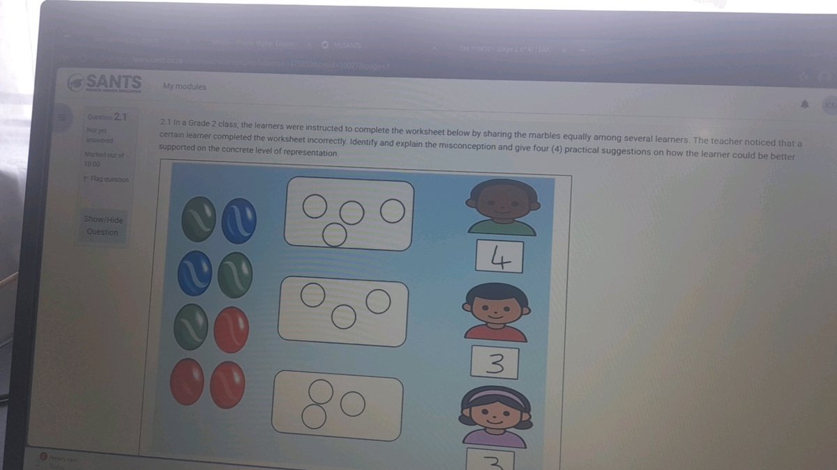 In a Grade 2 class, the learners were instructed to complete the workshee..