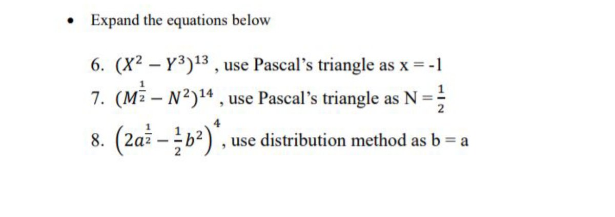 Expand the equations below (X^2 - Y^3)^{13}, use Pascal's triangle as x