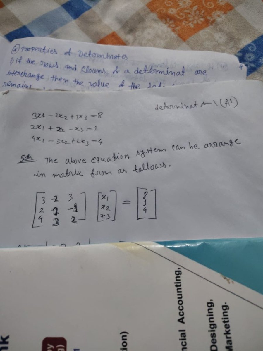 Properties of Determinants i) If the rows and columns of a determinant ar..