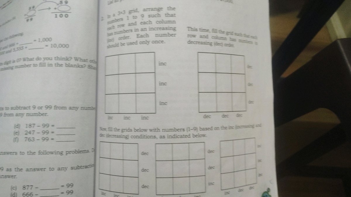 In a 3x3 grid, arrange the numbers 1 to 9 such that each row and each col..
